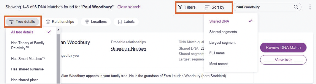 Searching, Sorting, and Filtering DNA Match Lists - Legacy Tree Searching, Sorting, and Filtering DNA Match Lists - Legacy Tree